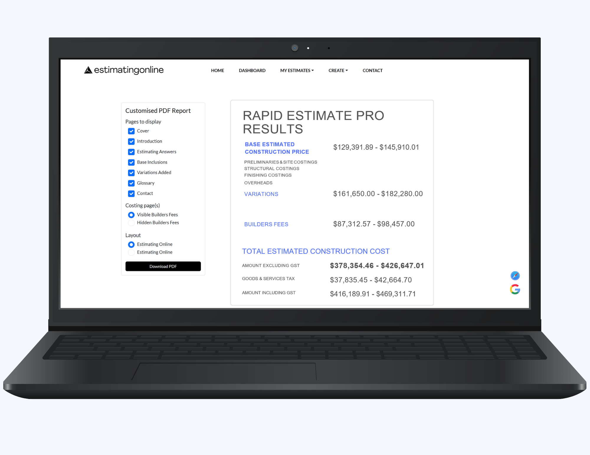 Builders Construction Estimating Software | Estimating online