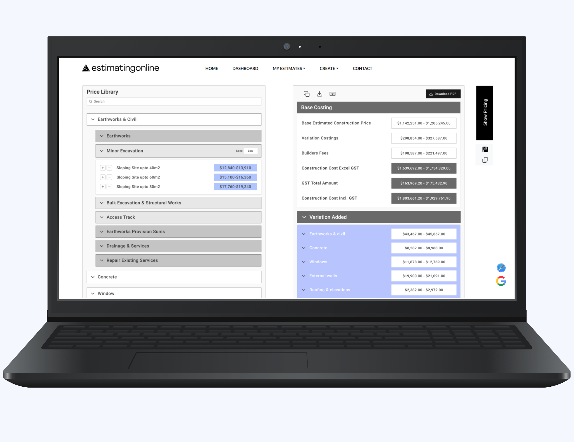 Builders Construction Estimating Software | Estimating online